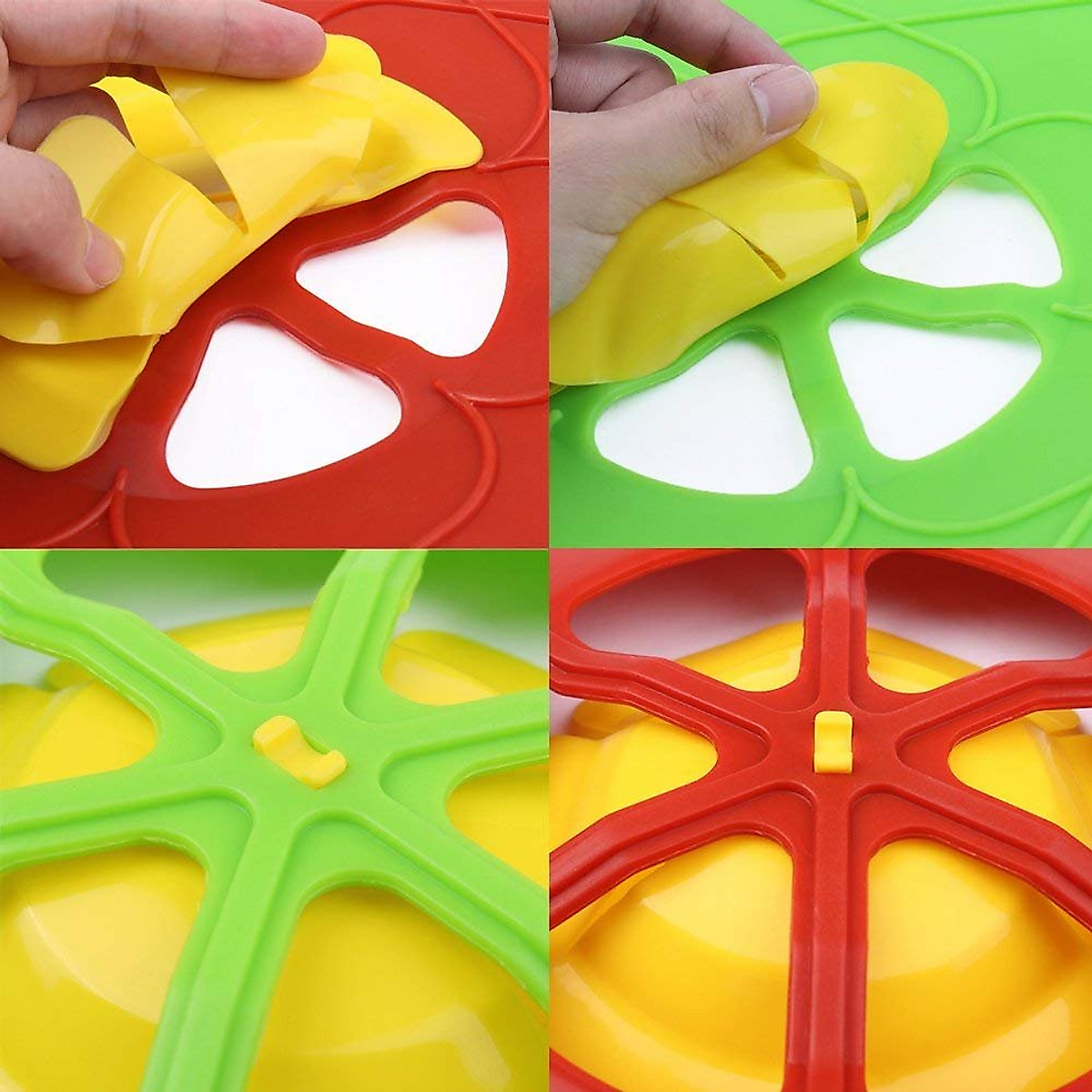 AUANDYU 2 X Spill Stopper Lid Cover And Spill Stopper, Boil Over Safeguard,Silicone Spill Stopper Pot Pan Lid Multi-Function Kitchen Tool (Green And Red)