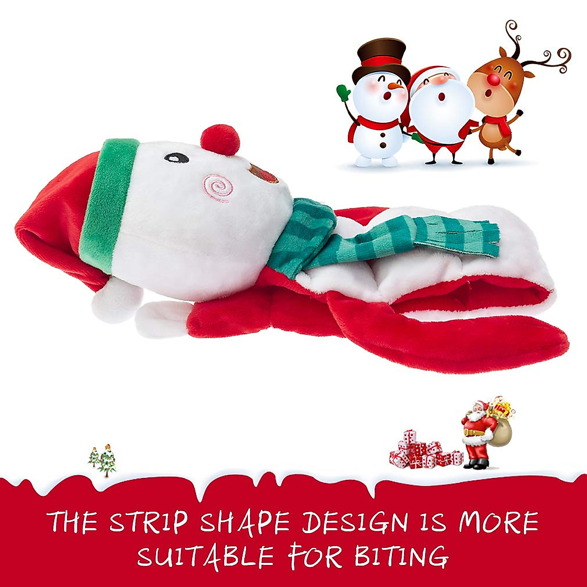 EXPAWLORER Christmas Dog Squeaky Plush Toys 2 Pack - No Stuffing Squeaking Snowman & Penguin Dog Chew Toy Xmas Gifts for Pets