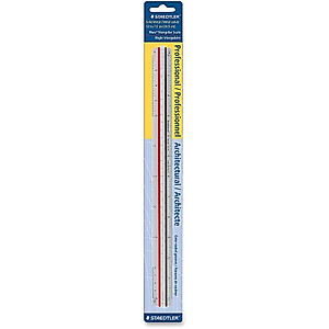 Staedtler Professional Triangular Scale Ruler, Metal Architecture Scale, 12 Inch, 987M1831BK