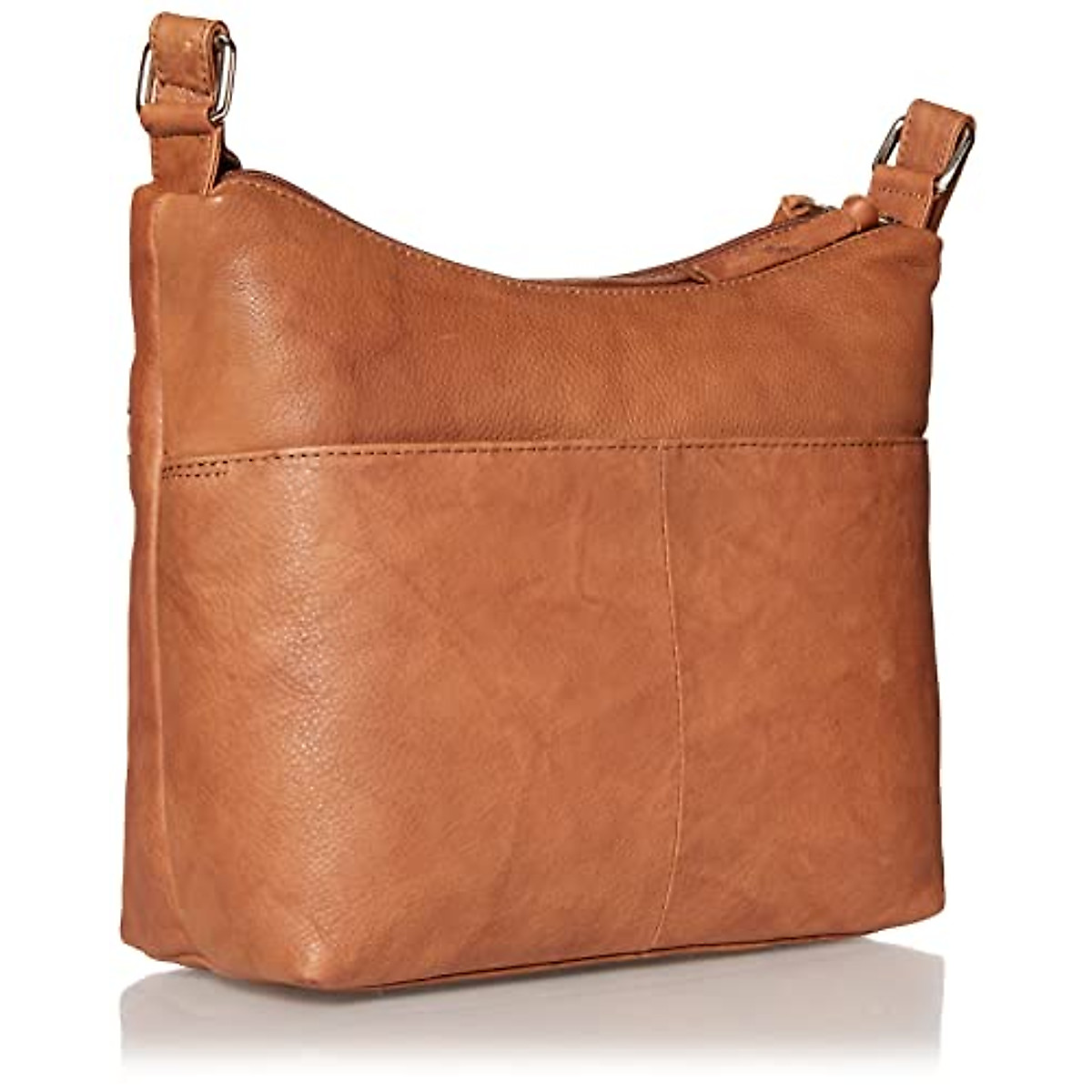 Bueno of California GAL Antique Leather Double Zip Shoulder Bag, Tan
