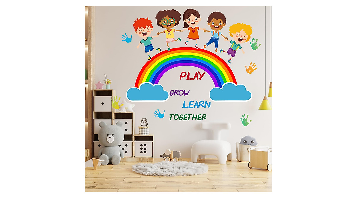 Kids Wall Decals - Colorful Handprint Stickers for Learning