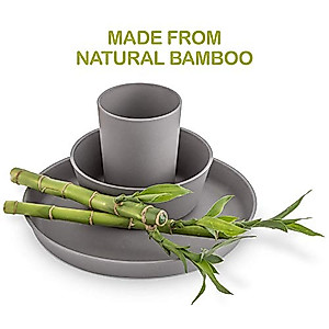Bamboo Plates With 10 oz Bamboo Cups Bundle & 10 oz Bamboo Bowls
