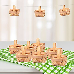 YARNOW 12pcs Miniature Picnic Baskets with Handles Small Wood Chip Baskets Dollhouse Tiny Woven Basket Mini Party Favor Basket for Fairy Garden Crafts Decor