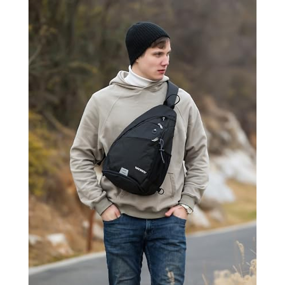 WATERFLY Sling Bag Crossbody Backpack: Over Shoulder Daypack Casual Cross Chest Side Pack