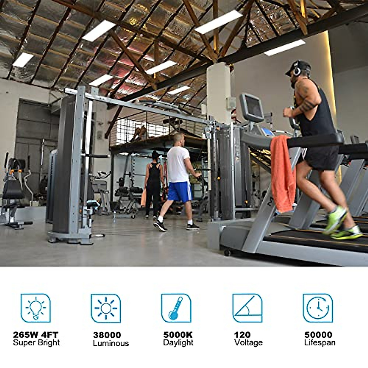 Lightdot 2 Pack LED High Bay Shop Light, 4FT (Large Area Illumination) 265W 38000LM [Eqv.1000W MH/HPS] 5000K Daylight Linear Hanging Light for Warehouse, Energy Saving Upto 10000KW/5Yrs(5Hrs/Day)