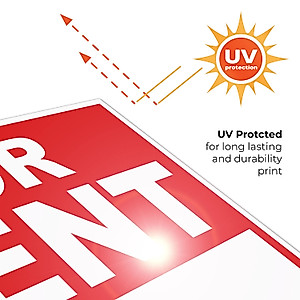 Sigo Signs, for Rent Sign, (2 Pack) Double Sided 18x24 Inches, Corrugated Plastic with Metal H Stake, Made in USA