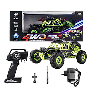 GuliTech WLtoys High-Speed RC Car 12427 12428 2.4G 1:12 4WD Crawler Remote Control RC Car with LED Light Two Battery Buggy Vehicle Trucks Toys Kid (12427 2 * 1500)