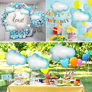 14 Pcs Cloud Balloons, Large White Clouds Foil Mylar Balloons, Happy Cloud Mylar Balloon for Birthday Themed Party Decorations Supplies
