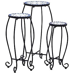 ZQQLVOO Mosaic Plant Table,Plant Rack,Plant Display Stand,Multi-Purpose Plant Stand,Flower Stands,For Backyard,Garden, Balcony,Terrace,Black White
