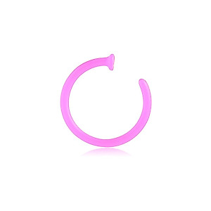 Bioflex Open Nose Ring Hoop Pink 5/16" 8mm 20G