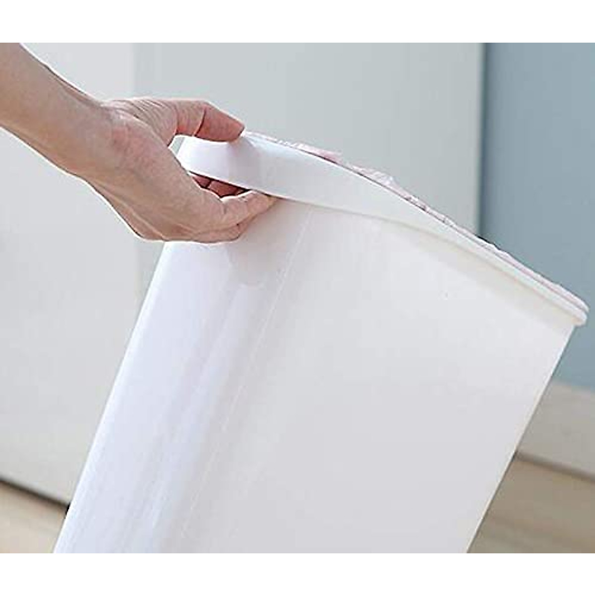 YINGying 2022Plastic Garbage Can with Handle Small Wastebasket Slim Garbage Can 5 Gallon Rectangular Trash Can for Kitchen, Bathroom, Bedroom, Home Office,Gray