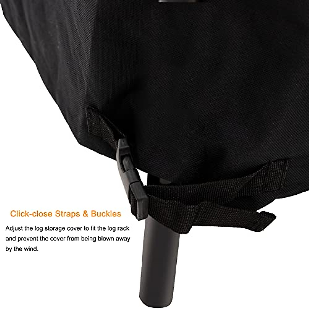 Coverify Heavy Duty Waterproof 600D Oxford Fabric Firewood Log Rack Cover, Black, 4-Feet