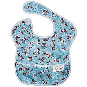 Bumkins Dr Seuss SuperBib, Baby Bib, Waterproof, Washable, Stain and Odor Resistant, 6-24 Months (Pack of 3) - Green Eggs, Yellow Fish, Cat In The Hat