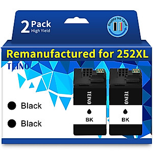 TEINO Remanufactured Ink Cartridges Replacement for Epson 252 XL 252XL for Epson Workforce WF-7710 WF-7720 WF-3640 WF-3620 WF-7620 WF-7610 (Black, 2 Pack)