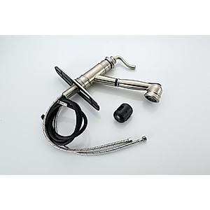 Derengge Stainless Steel Single Handle Pull Out Kitchen Sink Faucet, Contemporary Brushed Nickel Pull Down Kitchen Faucet,FS-825-KGSS