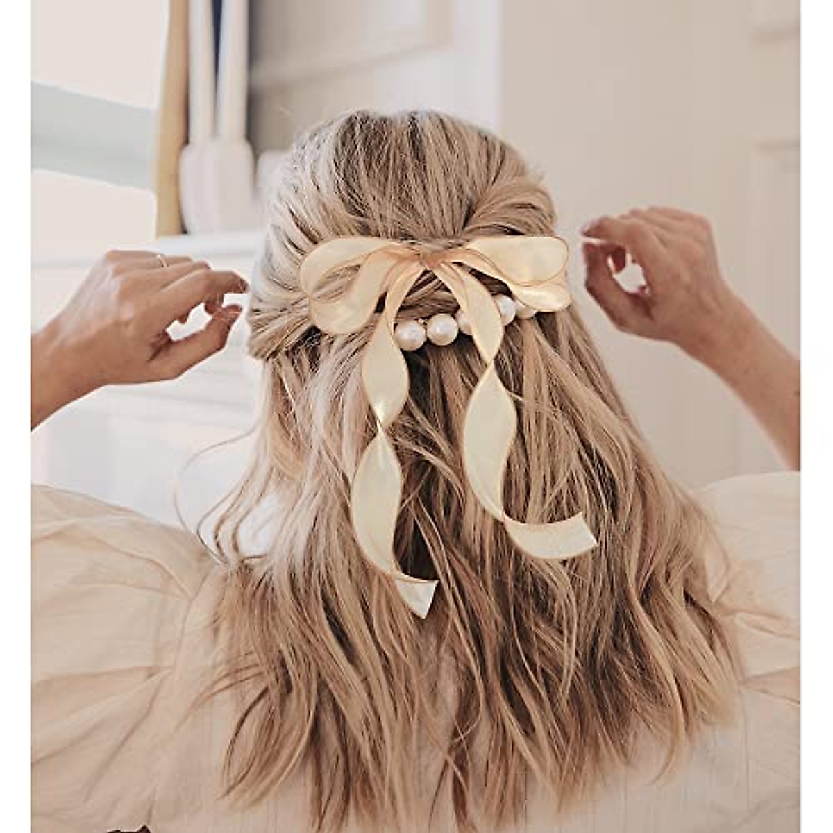 TONIFUL 1-1/2 Inch Wide Gold Wired Chiffon Ribbon Sheer Organza Ribbons for Crafts Floral Bouquets Wedding New Year Eve Party Decorations Valentine's Day Gift Wrapping Bow Making Tree Wreaths (10yd)