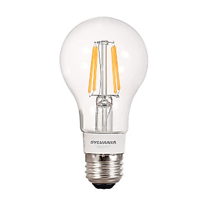 SYLVANIA SMART+ Bluetooth Clear Filament Soft White A19 LED Bulb, Compatible with Alexa, Apple HomeKit and Google Assistant, 1 pack