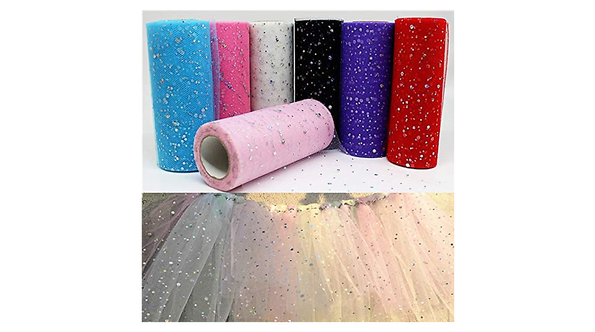 Red Glitter Sequin Tulle Roll for DIY Decor - 25 Yards