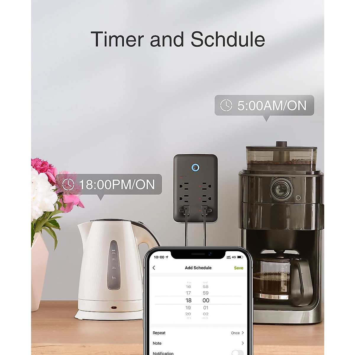 GHome Smart Plug Outlet Extender, USB Wall Charger with 3 Individual Smart Outlets and 3 Smart USB Ports, Works with Alexa Google Home, Surge Protector Plug Extender for APP Control,15A/1800W