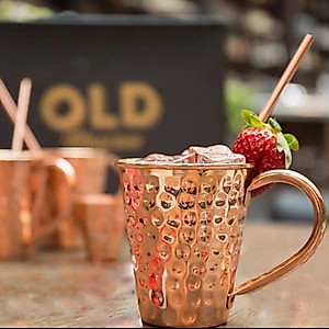 100% Pure Copper Old Moscow Mug, Copper Cup 12 Oz + 1 free Copper Straw