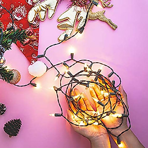 WATERGLIDE Christmas String Lights, 150 Lights 120V UL Certified Incandescent Clear Mini Green Wire Fairy Light, Xmas Tree Lights for Patio Wreath Garland Garden Outdoor Indoor Decoration