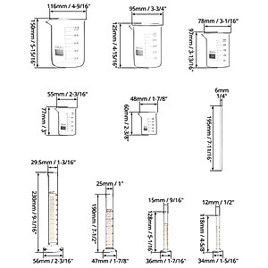 QWORK Thick Glass Measuring Beaker and Graduated Cylinder Set - Perfect for Science Labs, School Projects, and Home Labs, 50/100/ 250/500/ 1000 ml Beakers and 5/10/ 50/100 ml Cylinders