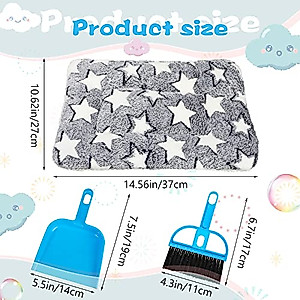 Yulejo 6 Pieces Guinea Pig Bed Plush Hamster Mat Bunny Bed Small Animal Sleeping Bedding Pads with Cleaning Dustpan Brush for Chinchilla Squirrel Hedgehog Small Animals (Cute Color, Star)