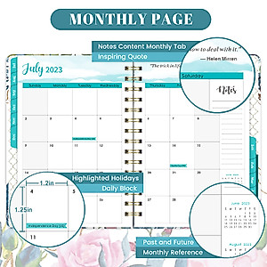 2023 Planner - Planner/Calendar 2023, Jan.2023 - Dec.2023, 2023 Planner Weekly & Monthly with Tabs, 6.4" x 8.5", Hardcover + Back Pocket + Twin-Wire Binding, Daily Organizer - Flower