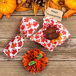Naler 60 Sheets Autumn Fall Tissue Paper Bulk Pack Thanksgiving Gift Wrapping Tissue Paper for Gift Wrapping Birthday Wedding Festival Party Decoration Flower Pom Pom, 14 X 20 Inch