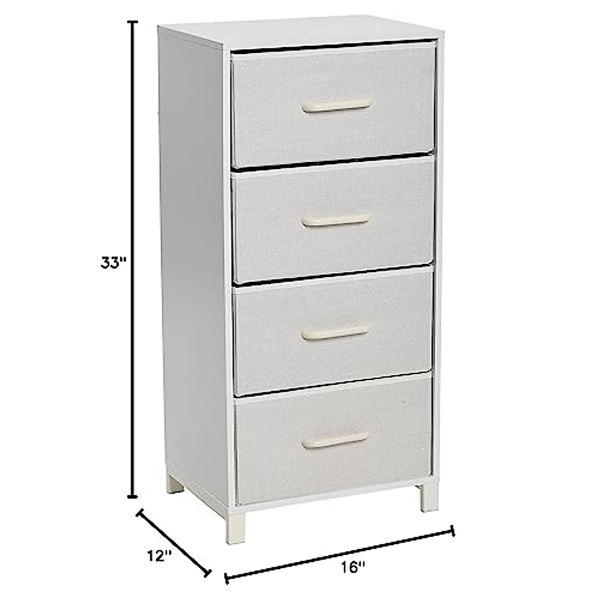 Household Essentials White 4 Drawer Bed Side Table