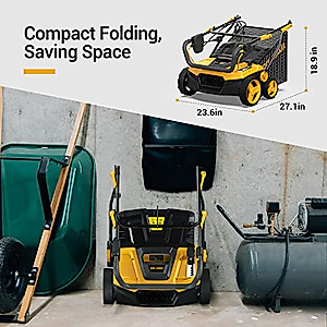 Rock&Rocker 15 INCH 13Amp Electric Dethatcher Scarifier, 2-in-1 Dethatcher Aerator, 5 Working Depth, 45L Thatch Bag, Tool-Free & Foldable Handle, Easy Storage, 3 Rod Handle Height, for Lawn Health