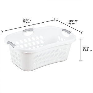 Sterilite 12108006 1.25 Bushel/44 Liter Ultra Hip Hold Laundry Basket, White Basket w/ Titanium Inserts, 6-Pack