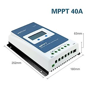 EPEVER MPPT Solar Charge Controller 40A 12V/24V Tracer4210AN + Remote Meter MT50 Monitor + RTS for Solar Panel Charge Controller Regulator with LCD Display (Tracer4210AN + MT50+RTS)