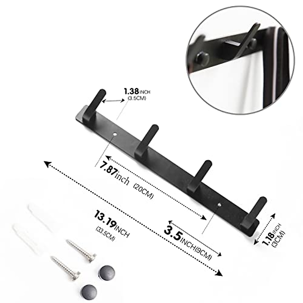 4 Hooks Matte Black Bathroom Towel Hooks Mounted Wall Adhesive Heavy Duty Farmhouse Bath Coat Stick on Rack Hat Wall Hook Sticky Black Kitchen Robe Rack Coat Hook Black 4 Hooks Rack Towel for Bathroom