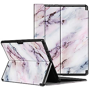 Fintie Case for Microsoft Surface Pro X (2021/2020/2019) - Hard Shell Slim Portfolio Cover Compatible with Type Cover Keyboard for 13 Inch New Surface Pro X (SQ1/SQ2), Marble Pink