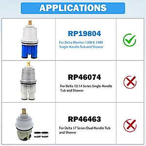 RP19804 Delta Shower Cartridge Replacement for Delta 1300/1400 Series Single Handle Bath Tub and Shower Faucet Parts Replacement Pressure Balance Cartridge For Delta Select Monitor Valves (1993-2007)