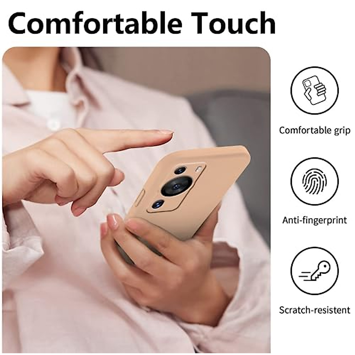 Jancyu Compatible with Huawei P60 Pro Case Soft, Silicone Phone Case for Huawei P60 Pro, 360°Full Protective, Shockproof and Fingerprint Resistant Accessorie (Pink)