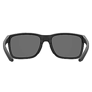 UA Hustle Rectangular Sunglasses, Matte Black Frame w/ Polarized Gray Lenses