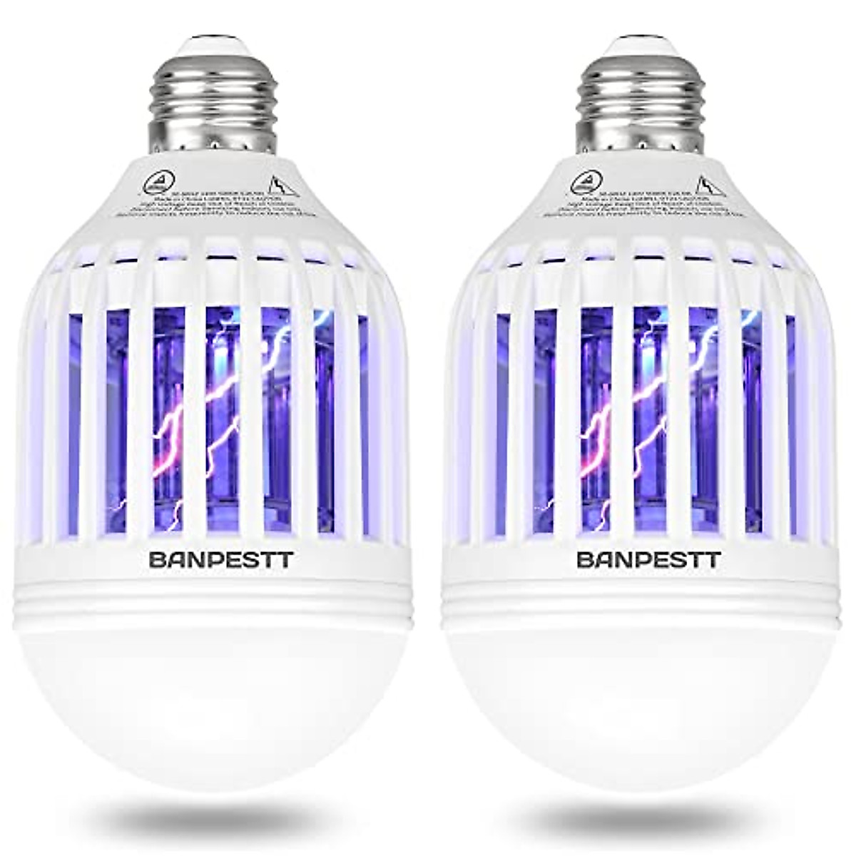 [2-Pack] BANPESTT Bug Zapper Light Bulb 2-in-1 Indoor Mosquito Zapper Gnat Trap- Electric Fly Insect Killer&Bug Catcher for Home Backyard Patio