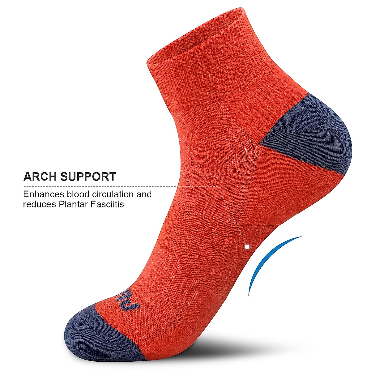 PAPLUS Ankle Compression Socks for Women 6 Pairs, Running Athletic Socks with Arch Support，Plantar Fasciitis Socks