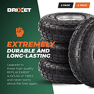 10" Heavy Duty 4.10/3.50-4 Tire - Dolly Wheels and Hand Truck Wheels Replacement - 4.10 3.50-4 Tire and Wheel for Gorilla Cart, Generator, Lawn Mower, Garden Wagon. 5/8" Axle Borehole (2 Pack) Ram-Pro