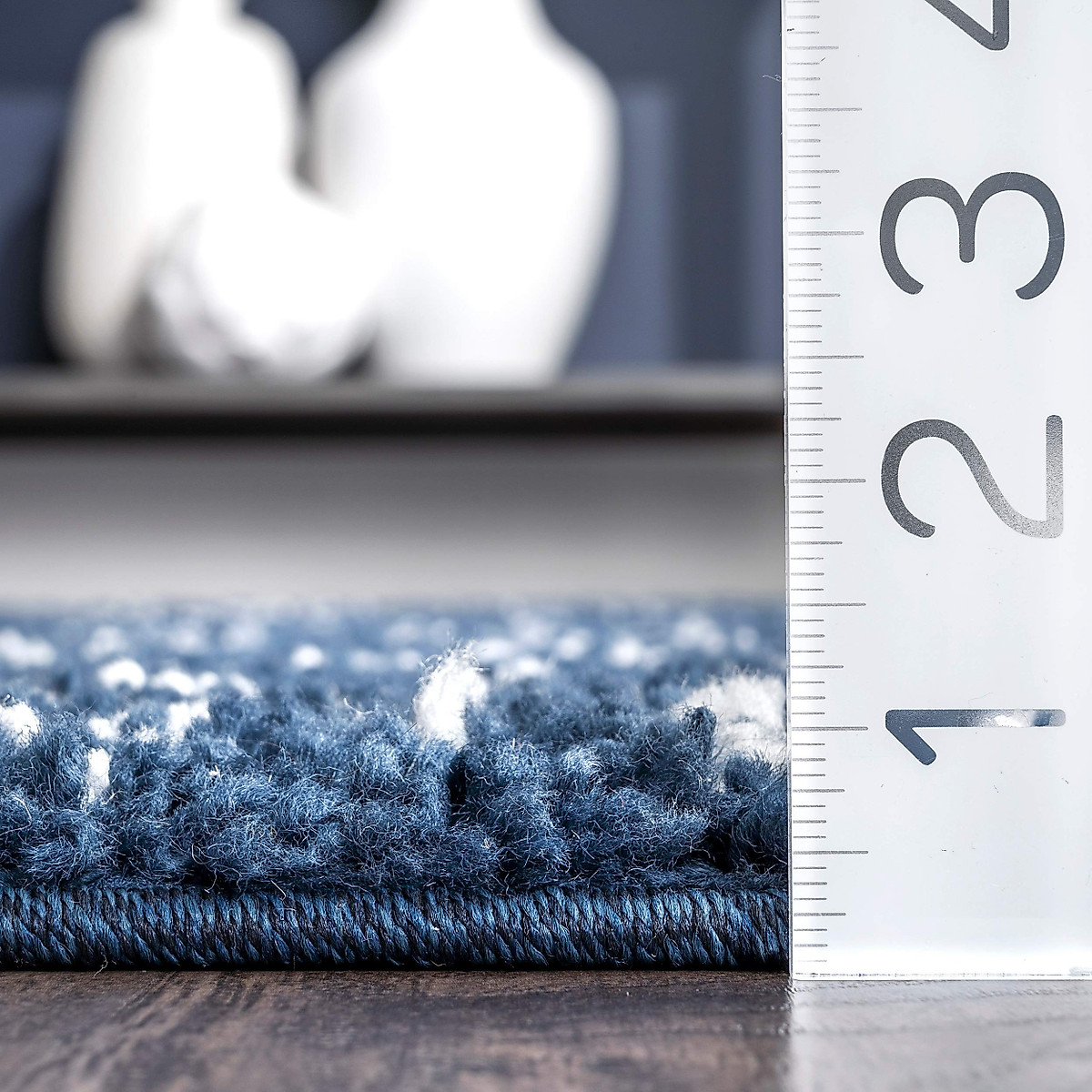 nuLOOM Vasiliki Moroccan Tribal Shag Area Rug , 5' x 8', Blue, Oval