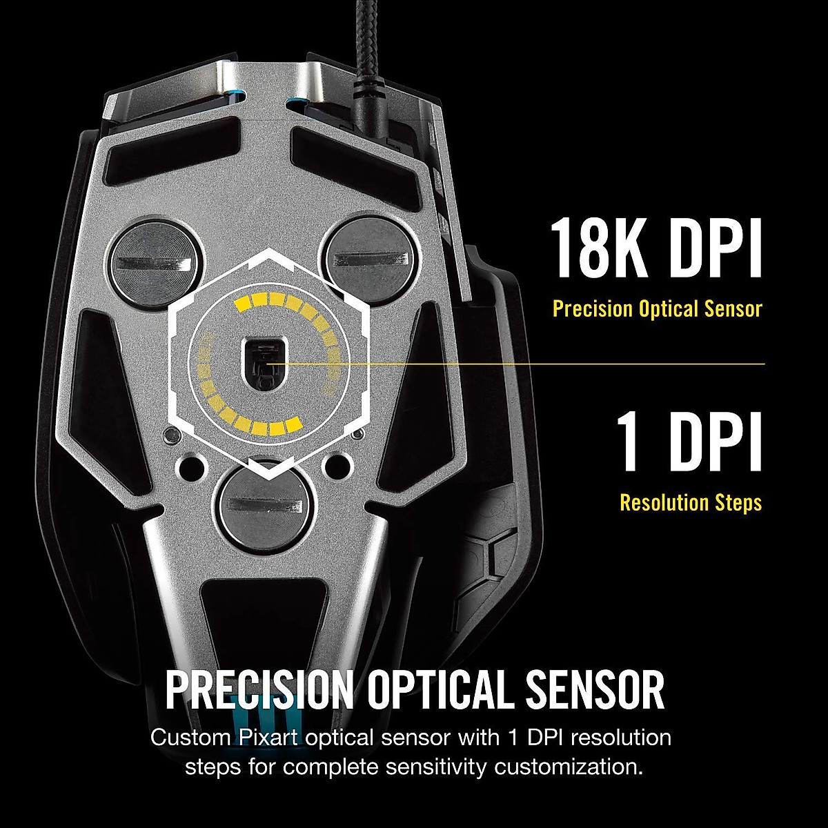 CORSAIR M65 ELITE RGB - FPS Gaming Mouse - 18,000 DPI Optical Sensor - Adjustable DPI Sniper Button - Tunable Weights - Black (Renewed)