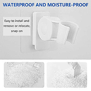 KnnRiim Shower Head Holder,Plastic Bathroom Strong Adhesive Showerhead Adapter,Wall Mount Adjustable Handheld Shower Head Holder Bracket,Waterproof,Relocatable Shower Wand Holder,White