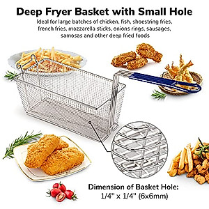 WeChef 2 Pack Deep Fryer Basket 13 1/4" x 6 1/2" x 6" with Non-slip Handle Restaurant Kitchen Chip Fish Commercial Fryer Basket