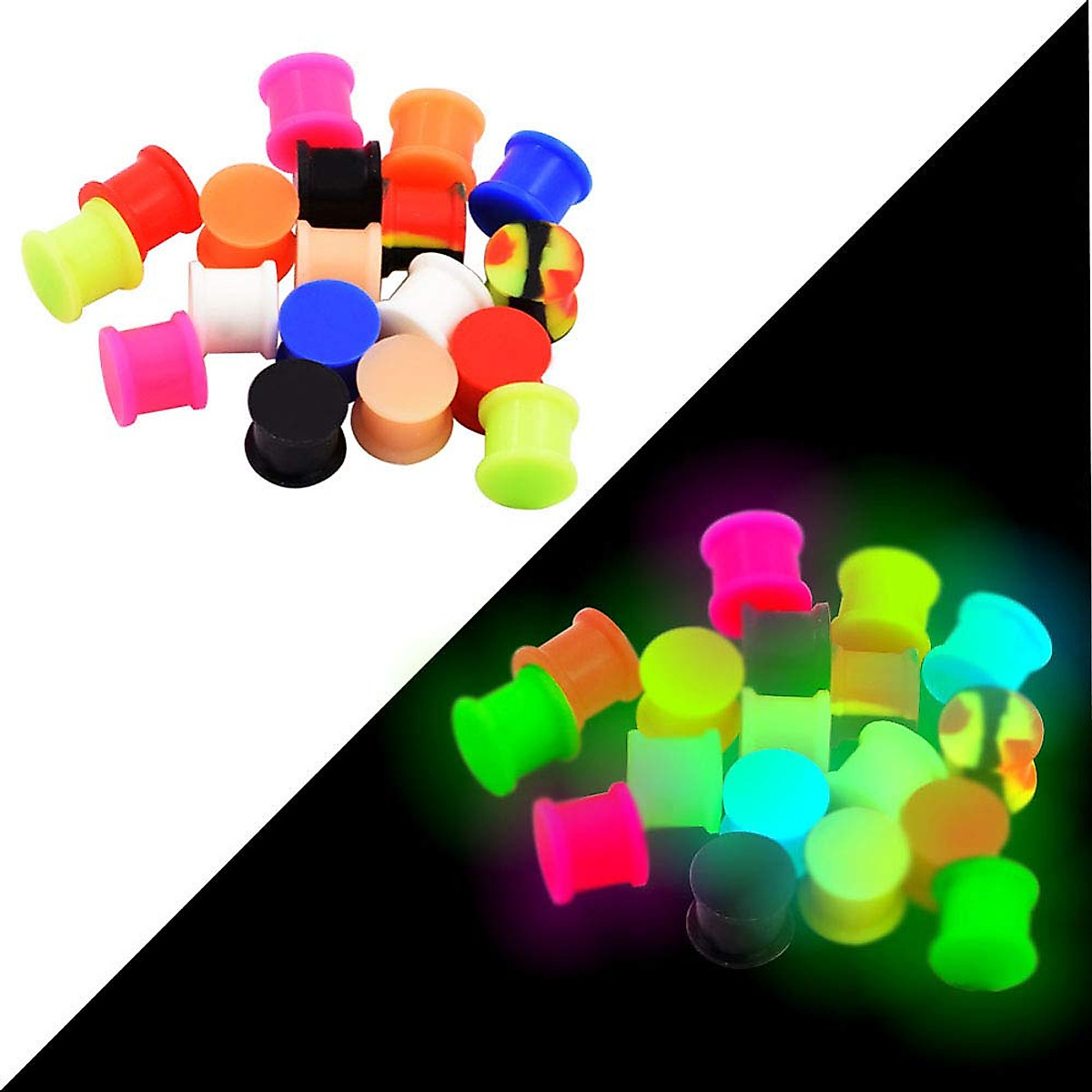 Stuppendux 54PCS Silicone Tunnels Ear Gauges Tunnels Plugs Stretchers Expander Mix Set for Women Men 3/4" 20mm