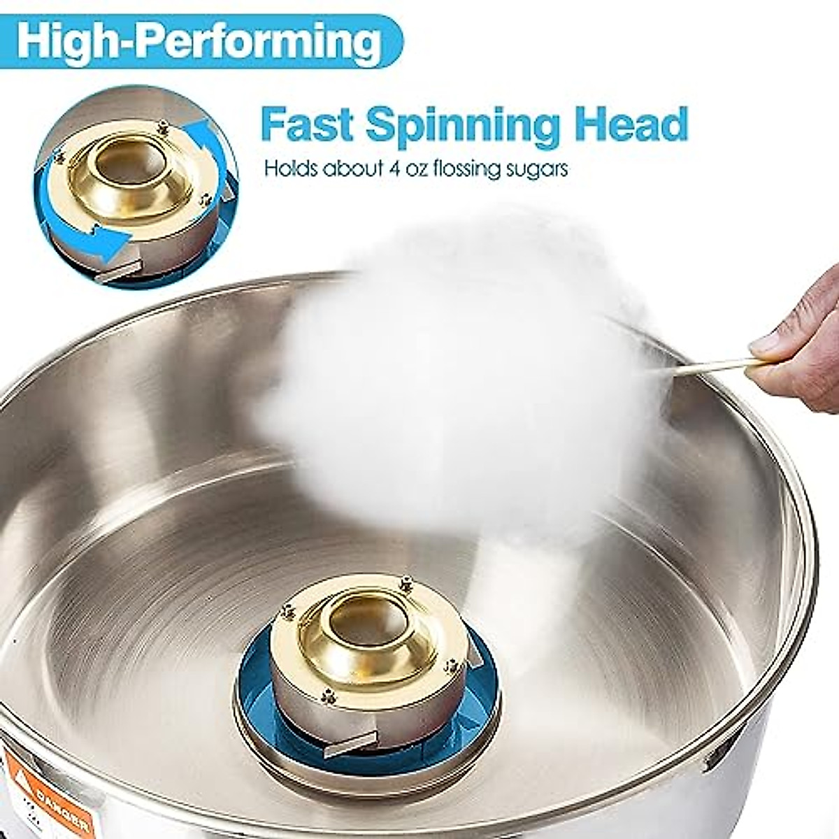 GOLADA 1080W Commercial Cotton Candy Machine Electric Cotton Candy Floss Maker - 110V for the Perfect Party Favor for Birthdays, School function, or Social Events. (Blue)