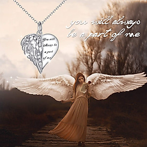 YFN Angel Wings Heart Necklace Sterling Silver Guardian Angel Wings Pendant Necklace for Women Wings Jewelry Gifts