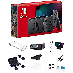 GALLIUMPI Newest Nintendo Switch 32GB Console with Gray Joy-Con, 6.2" Multi-Touch 1280x720 Display, WiFi, Bluetooth, HDMI Deluxe 13-in-1 Bundle