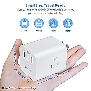 Multi Plug Outlet Adapter, Cruise Power Strip No Surge Protector with USB Outlets, USB Wall Charger with 3 Outlets 3 USB Ports(3.1A), Wall Plug Outlet Extenders for Travel Home Office